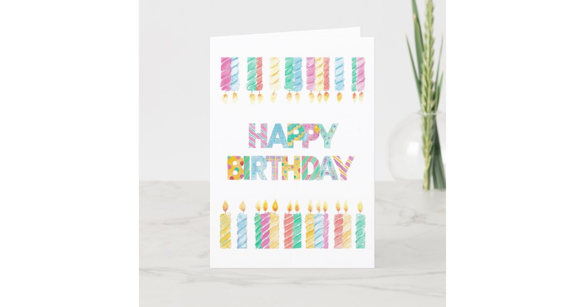 Happy Birthday Candles greeting card | Zazzle