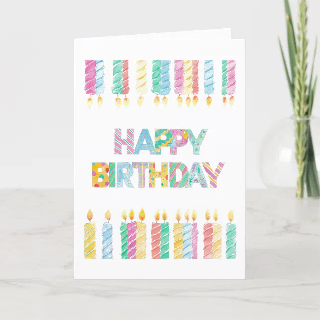 Happy Birthday Candles greeting card | Zazzle
