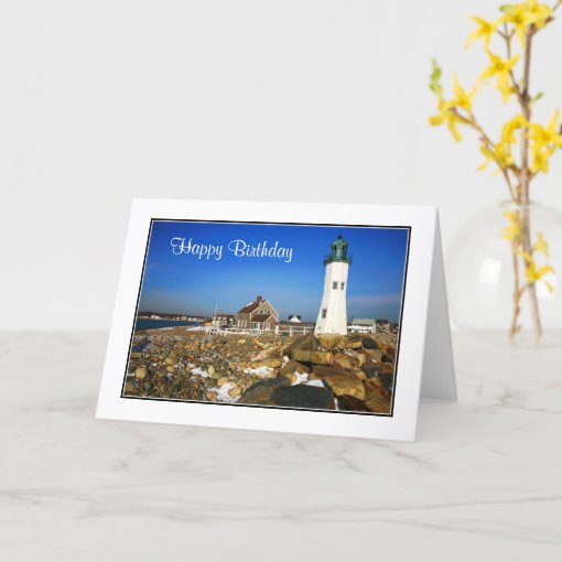Happy Birthday Cape Cod Lighthouse Greeting Card | Zazzle