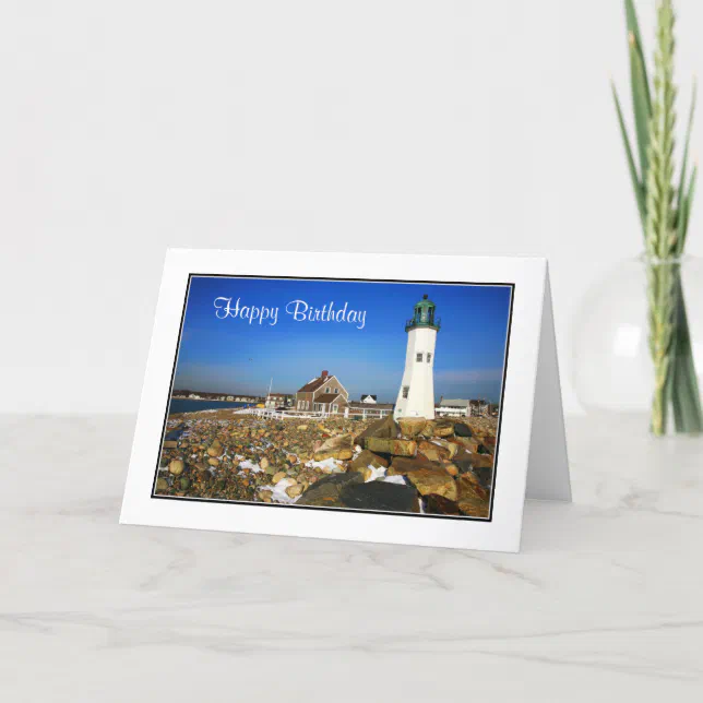 Happy Birthday Cape Cod Lighthouse Greeting Card | Zazzle