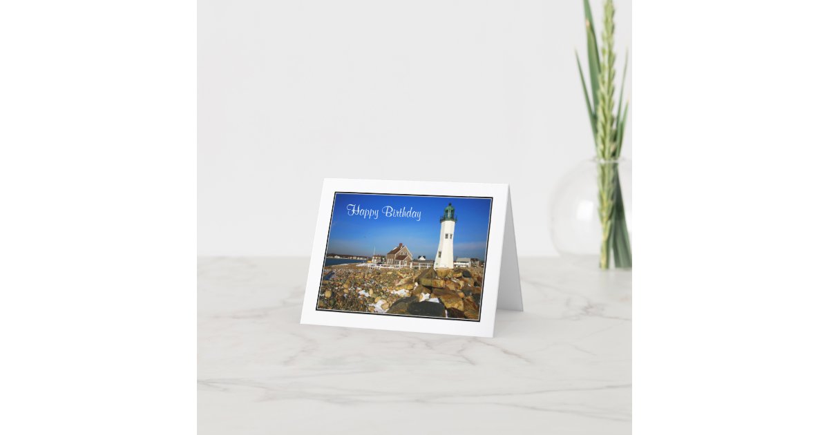 Happy Birthday Cape Cod Lighthouse Greeting Card | Zazzle