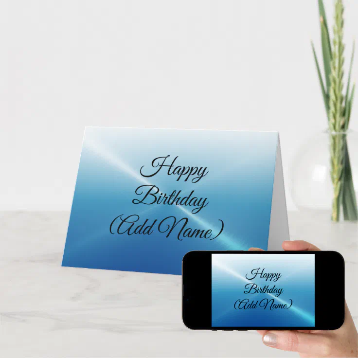 Happy Birthday Card Blue Reflection Text | Zazzle