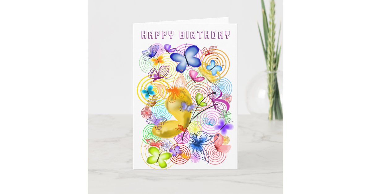 Happy Birthday Card Butterflies Spring Joy | Zazzle