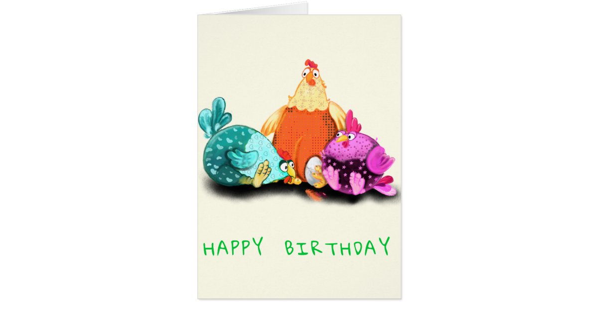 Happy Birthday Card Chickens Waiting Egg Hatch | Zazzle