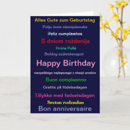 Happy birthday card in different languages | Zazzle