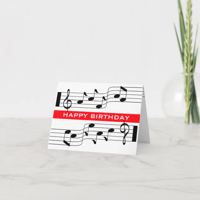 Happy Birthday Card Music Note Score White | Zazzle