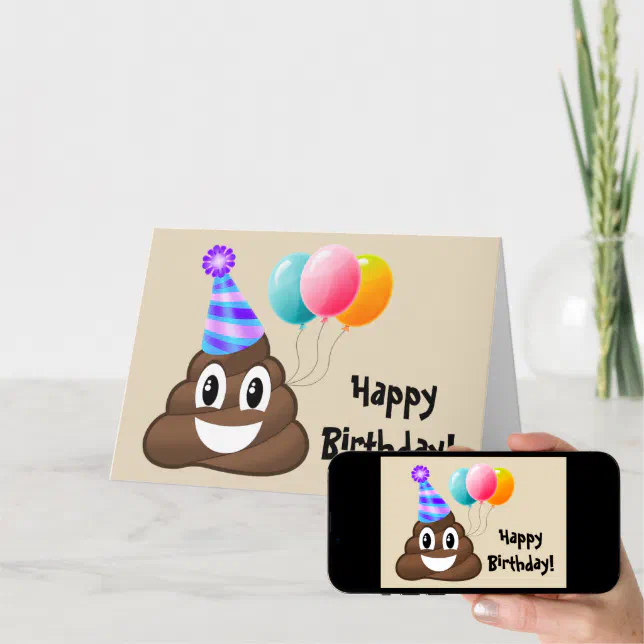 Happy Birthday Card: Party Poop Emoji Card | Zazzle