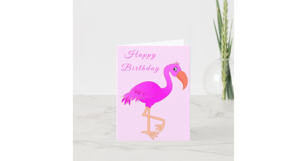 Happy Birthday Card Pink Flamingo | Zazzle