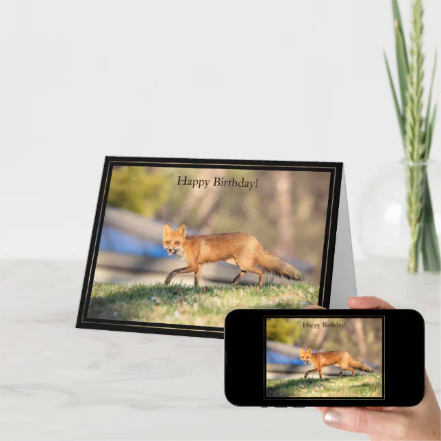 Happy Birthday Card Red Fox | Zazzle