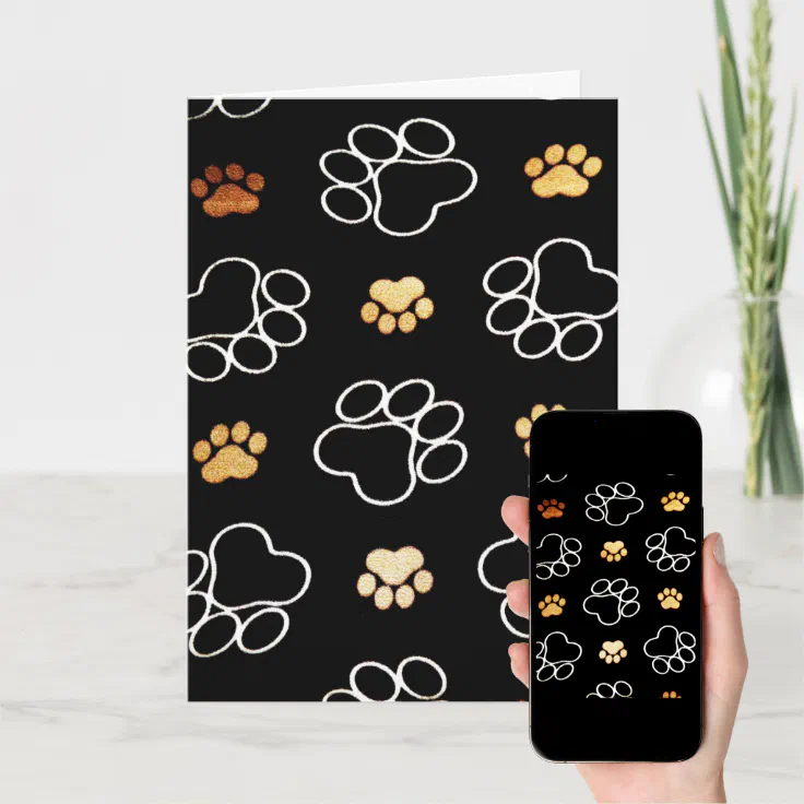 Happy Birthday Card with Dog Paw Prints | Zazzle