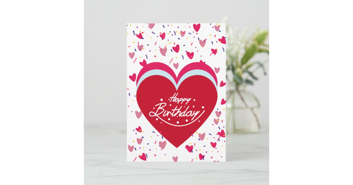 Happy Birthday Card with red HEART background | Zazzle