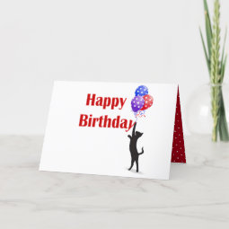 Happy Birthday cat and balloons Card | Zazzle