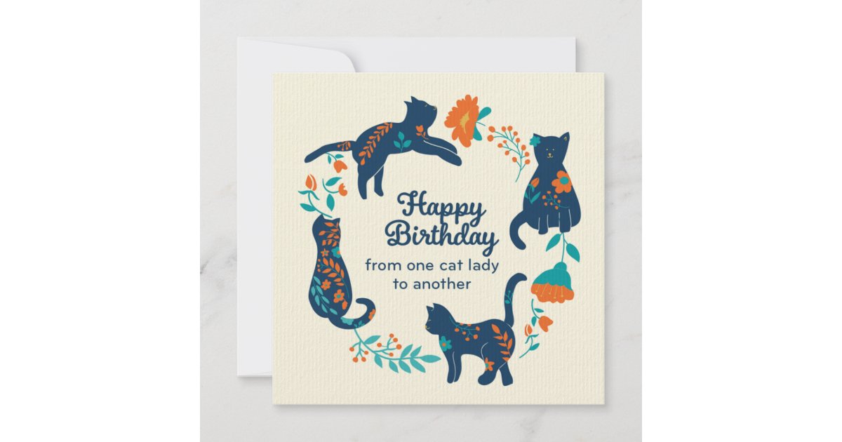 Happy Birthday Cat Lady Card | Zazzle