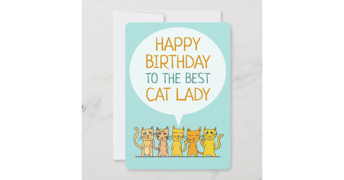 Happy Birthday Cat Lady Flat Card | Zazzle