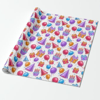 Happy Birthday Celebration Wrapping Paper | Zazzle
