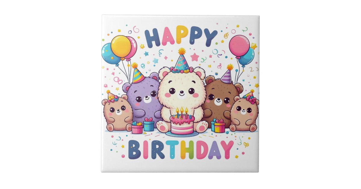 Happy Birthday Ceramic Tile | Zazzle