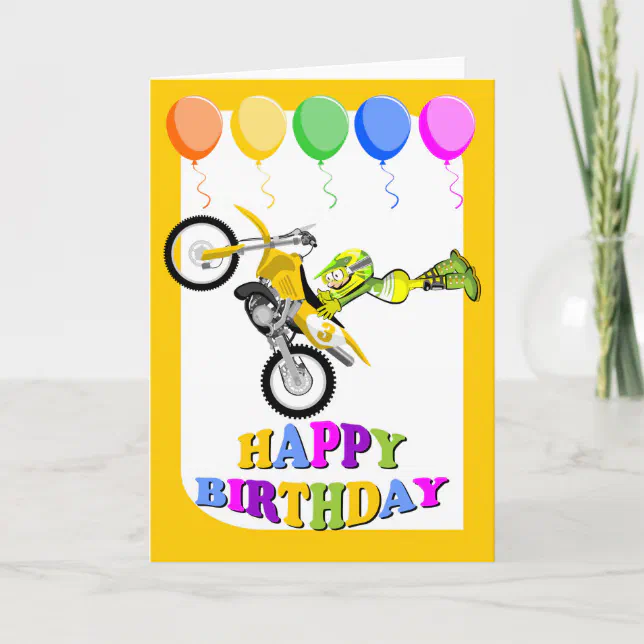 Happy birthday, champion motocross rider card | Zazzle