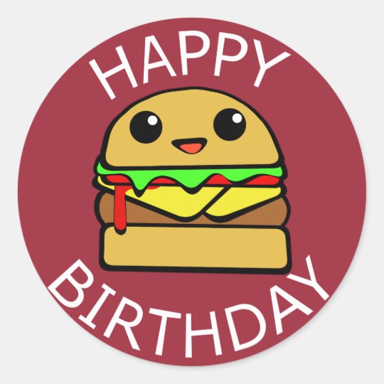 Happy Birthday Cheese Burger Classic Round Sticker | Zazzle.com