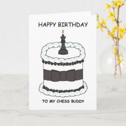 Happy Birthday Chess Buddy Cartoon Cake Card | Zazzle