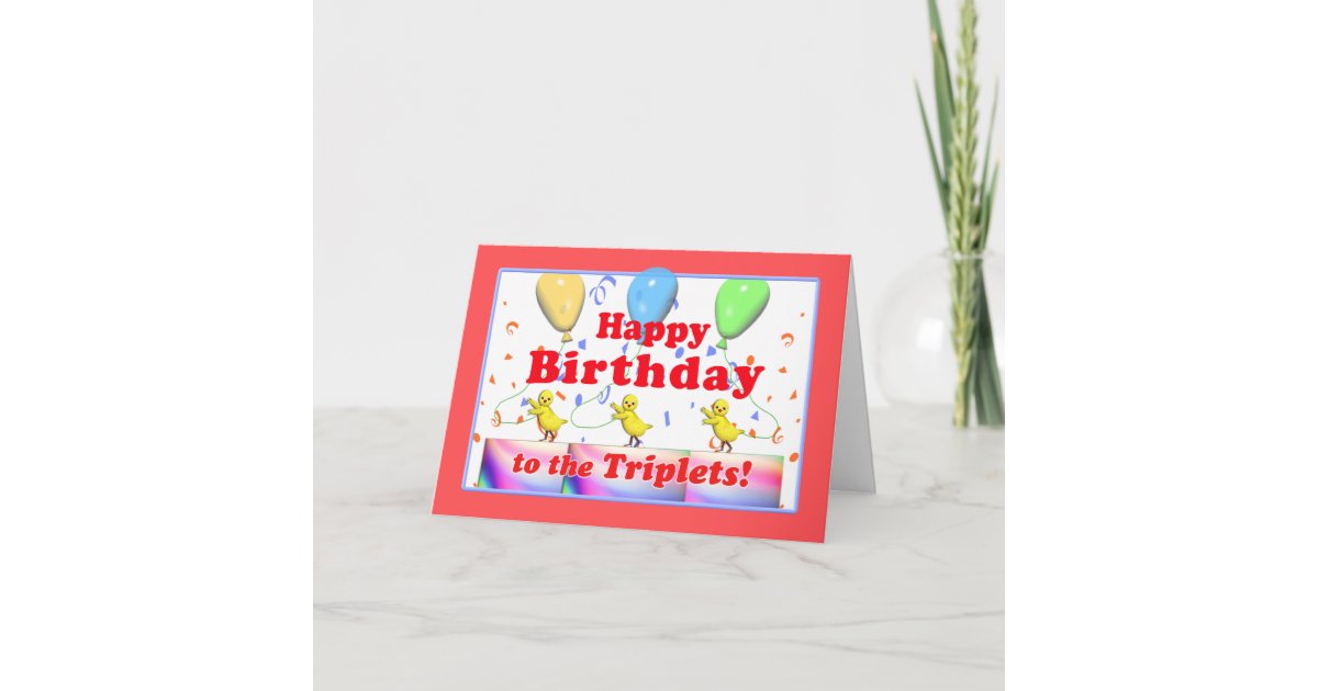 Happy Birthday Chickens for Triplets Card | Zazzle