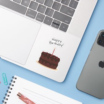 Happy Birthday Chocolate Cake Contour Sticker | Zazzle