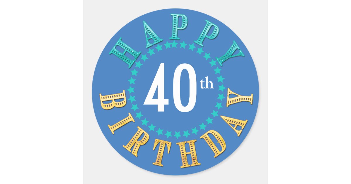 Happy Birthday Circle of Stars Blue ID527 Classic Round Sticker | Zazzle