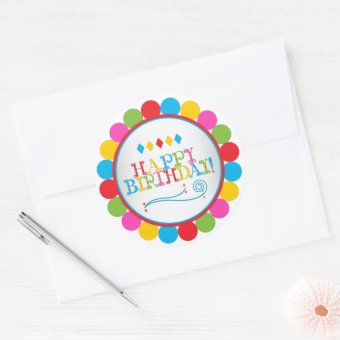 Happy Birthday Circles in Color Classic Round Sticker | Zazzle