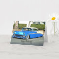 Happy Birthday Classic Blue car greeting card | Zazzle