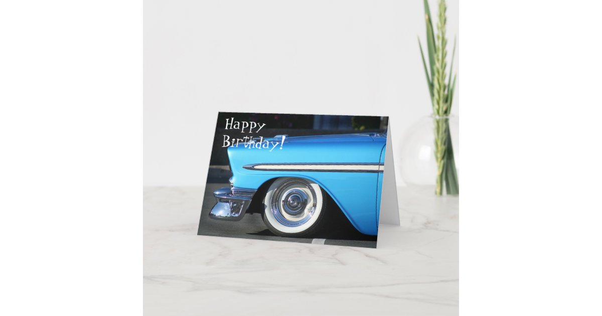 Happy Birthday Classic car greeting card | Zazzle