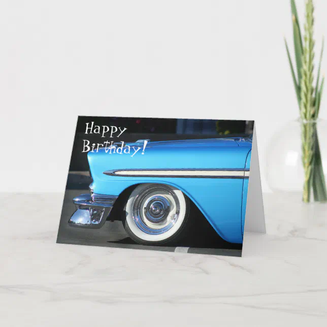 Happy Birthday Classic car greeting card | Zazzle
