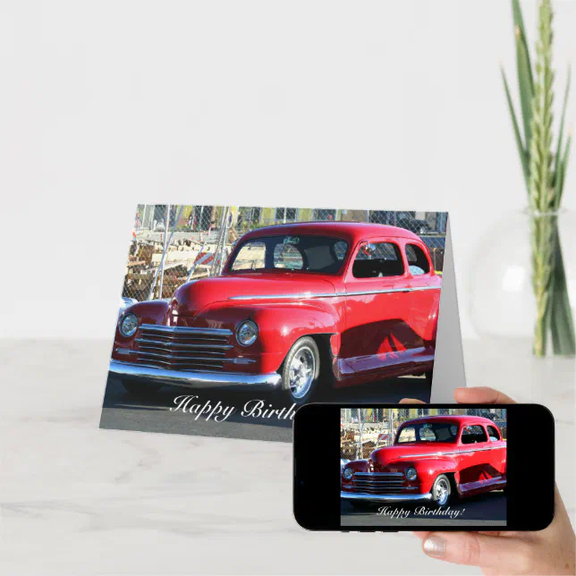 Happy Birthday Classic Car Greeting Card | Zazzle