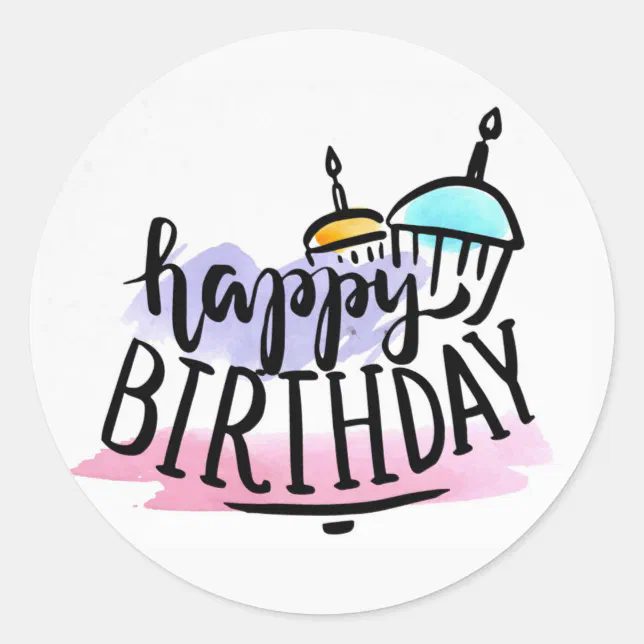Happy Birthday Classic Round Sticker | Zazzle