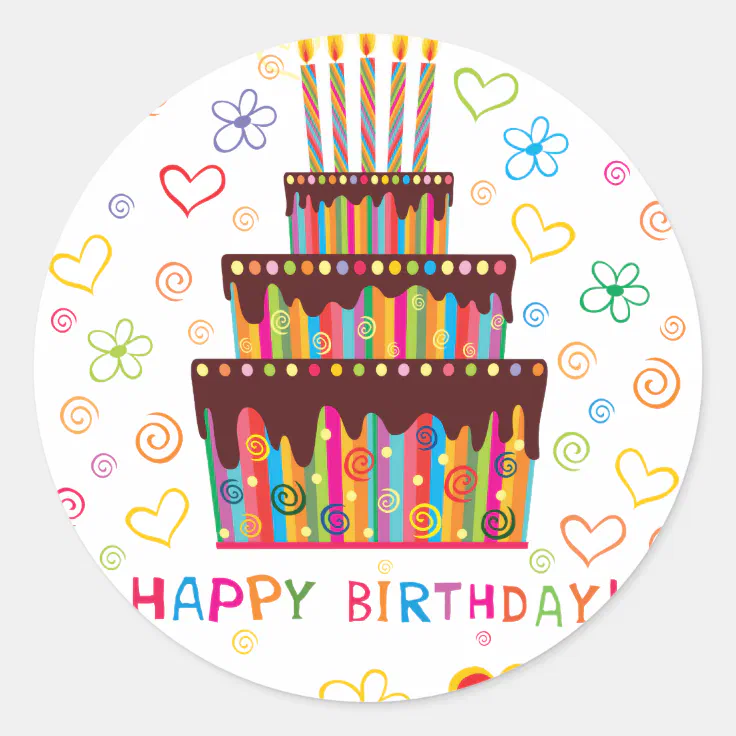 Happy Birthday Classic Round Sticker | Zazzle