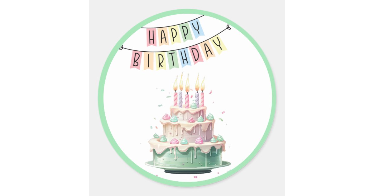 Happy Birthday Classic Round Sticker | Zazzle