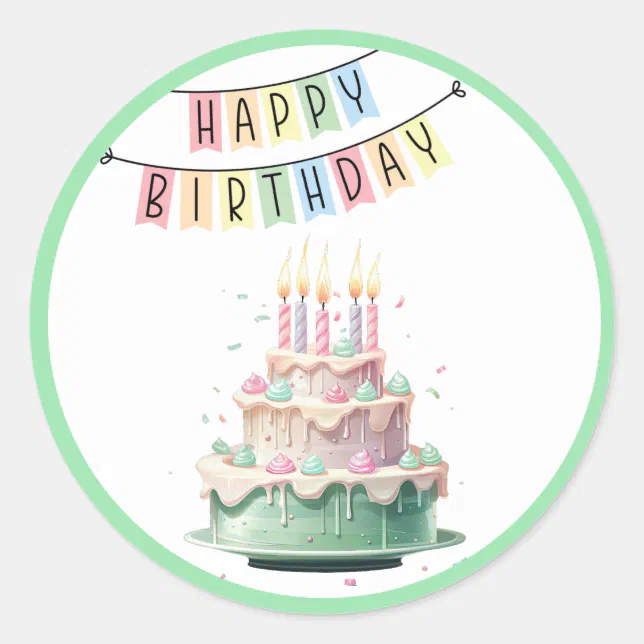Happy Birthday Classic Round Sticker | Zazzle