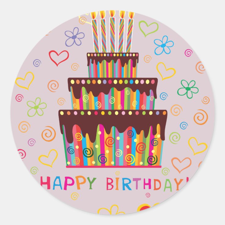 Happy Birthday Classic Round Sticker | Zazzle