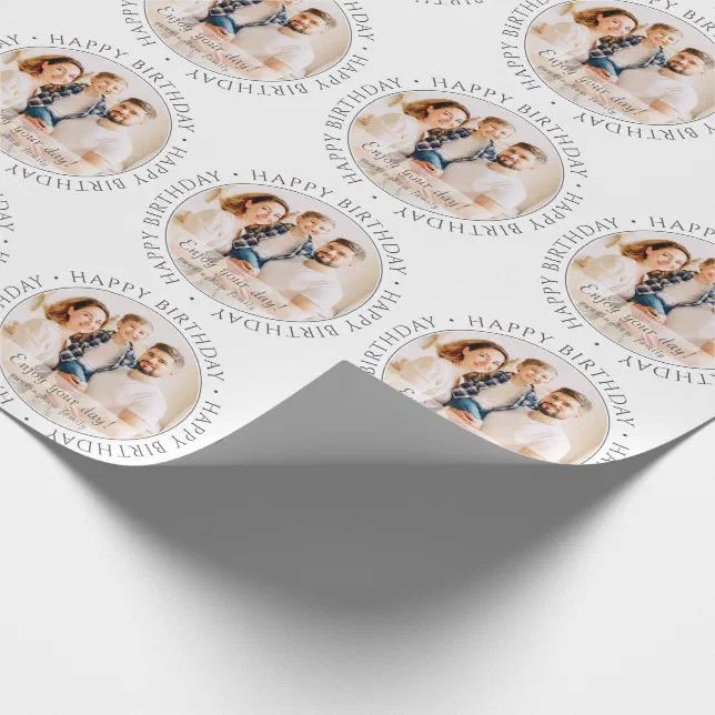 Happy Birthday | Classic Simple Custom Photo Wrapping Paper | Zazzle