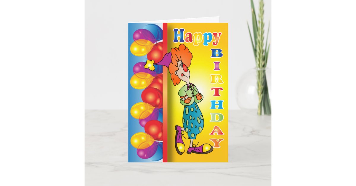 Happy Birthday Clown Card | Zazzle.com