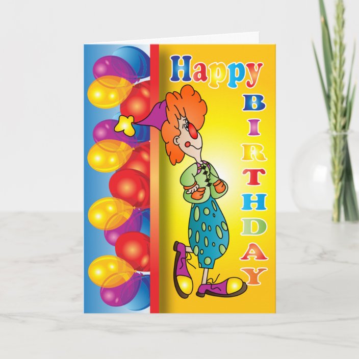 Happy Birthday Clown Card | Zazzle.com