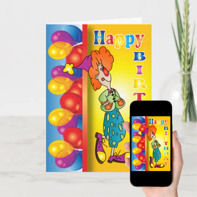Happy Birthday Clown Card | Zazzle