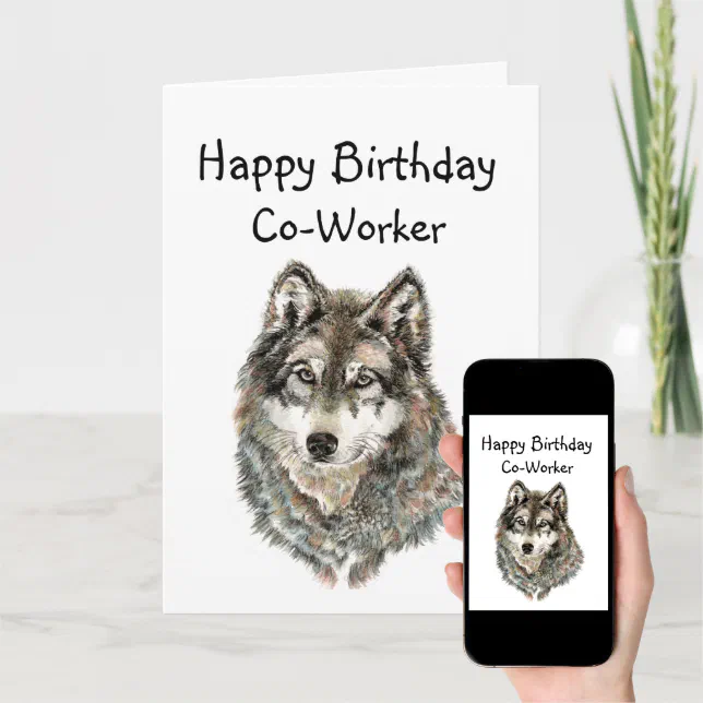 Happy Birthday Co-worker Humor Wolf, Wolves Card | Zazzle