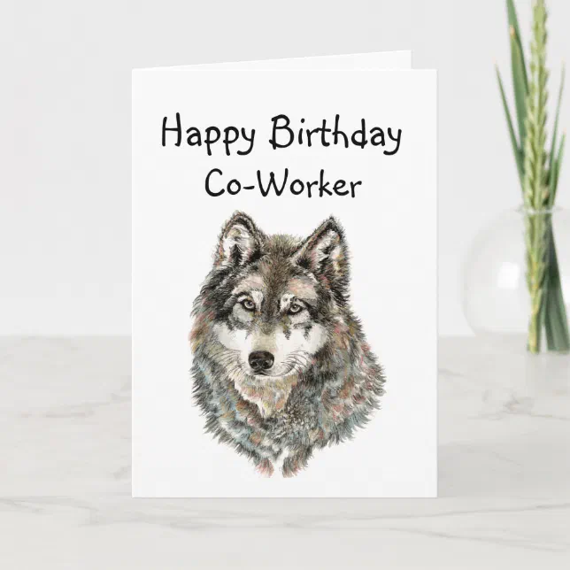 Happy Birthday Co-worker Humor Wolf, Wolves Card | Zazzle
