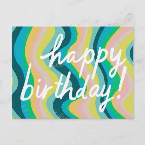 HAPPY BIRTHDAY Colorful Cool & Fun Stripes Postcard | Zazzle