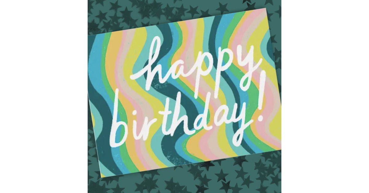 HAPPY BIRTHDAY Colorful Cool & Fun Stripes Postcard | Zazzle