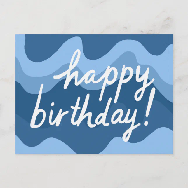 HAPPY BIRTHDAY Colorful Cool & Fun Wavy Stripes Postcard | Zazzle
