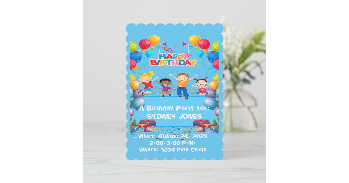 Happy Birthday Colorful Flat Card Invitation | Zazzle