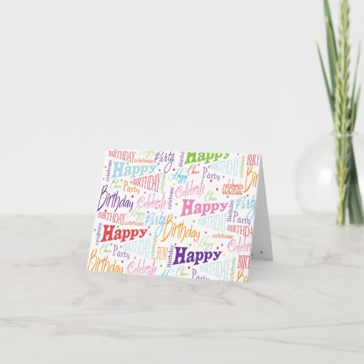 Happy Birthday Colorful Typography Card | Zazzle
