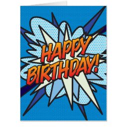HAPPY BIRTHDAY Comic Book Pop Art Card | Zazzle