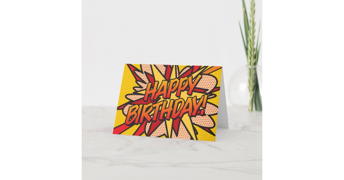 HAPPY BIRTHDAY Comic Book Pop Art Card | Zazzle