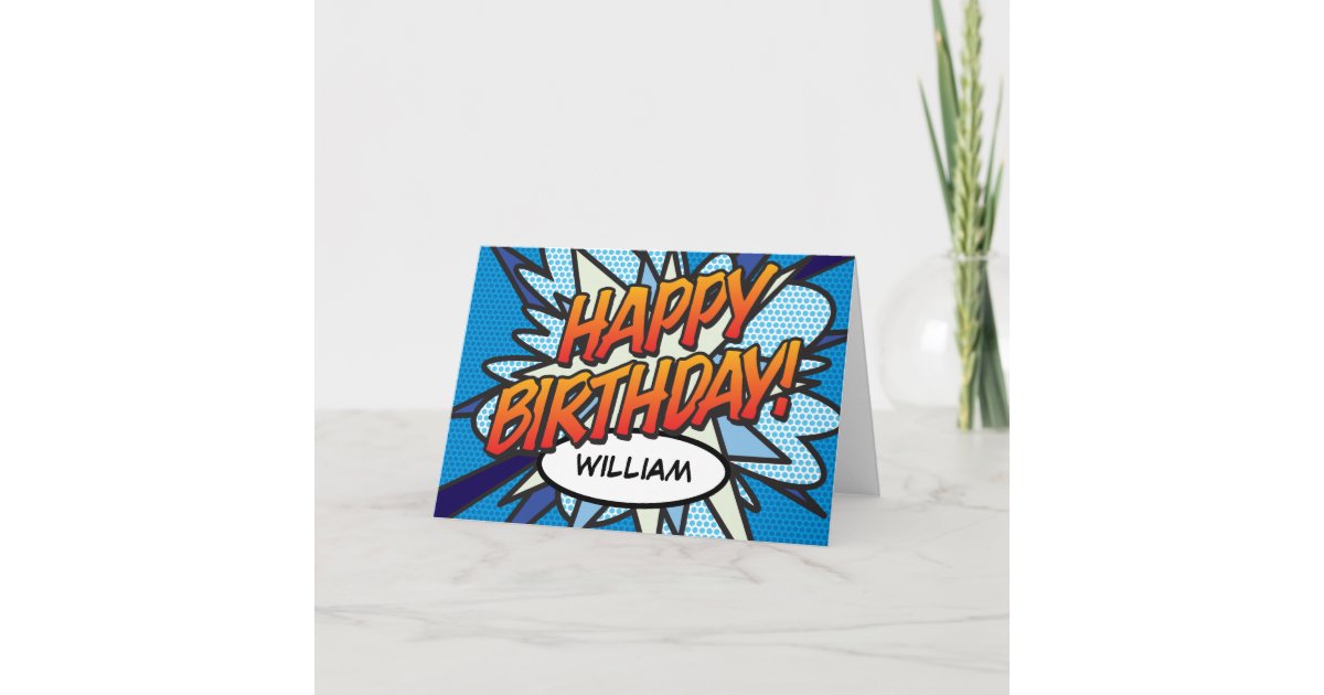 HAPPY BIRTHDAY Comic Book Pop Art Card | Zazzle